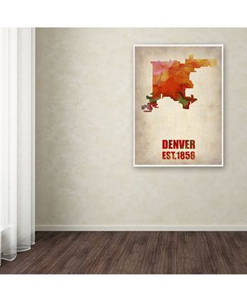 Trademark Global Naxart 'Denver Watercolor Map' Canvas Art - 24" x 32 ...