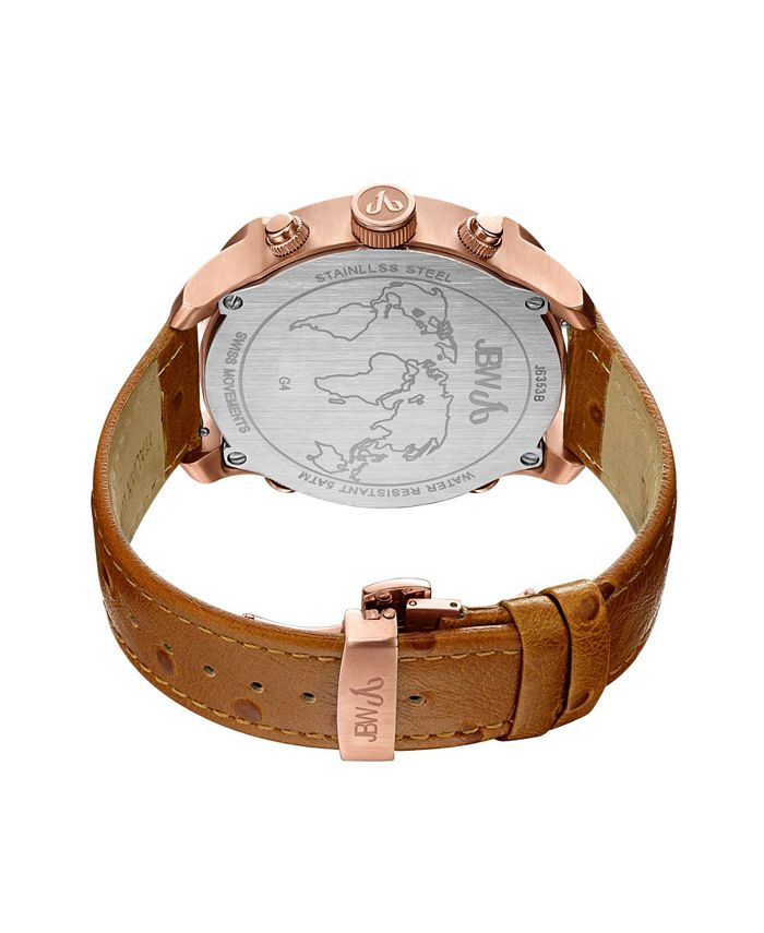 Jbw Men's Limited Edition G4 Leather Diamond (1/5 ct.t.w.) 18K Rose ...