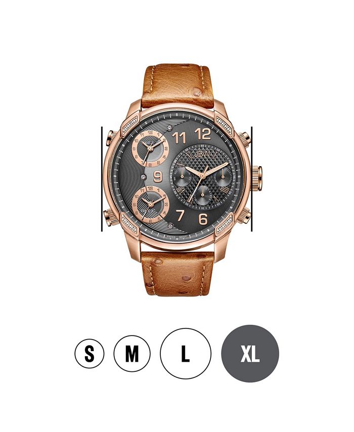 Jbw Men's Limited Edition G4 Leather Diamond (1/5 ct.t.w.) 18K Rose ...