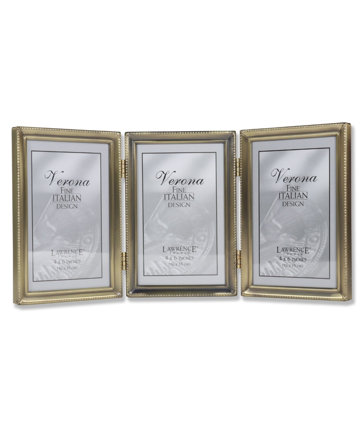 Click here for Lawrence Frames Antique Brass Hinged Triple Pictur... prices