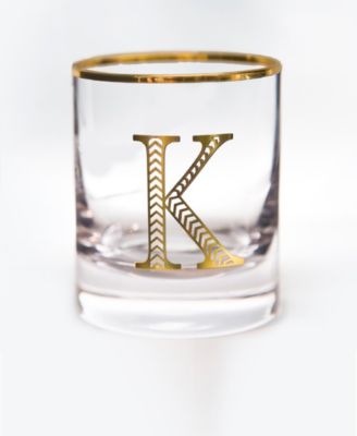Qualia Glass Monogram Rim and Letter K Double Old Fashioned Glasses ...