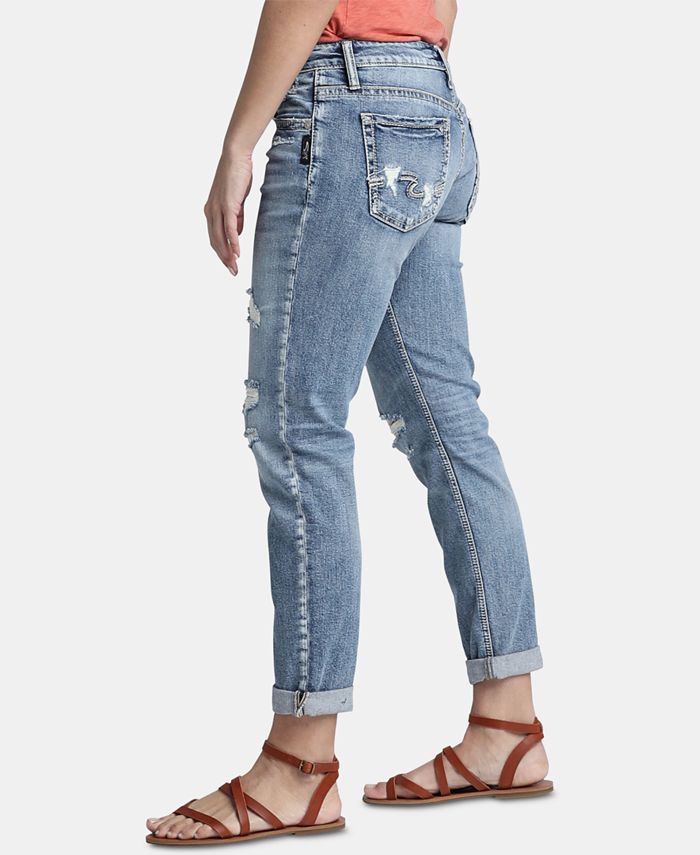 Silver Jeans Co. Ripped Boyfriend Jeans - Macy's