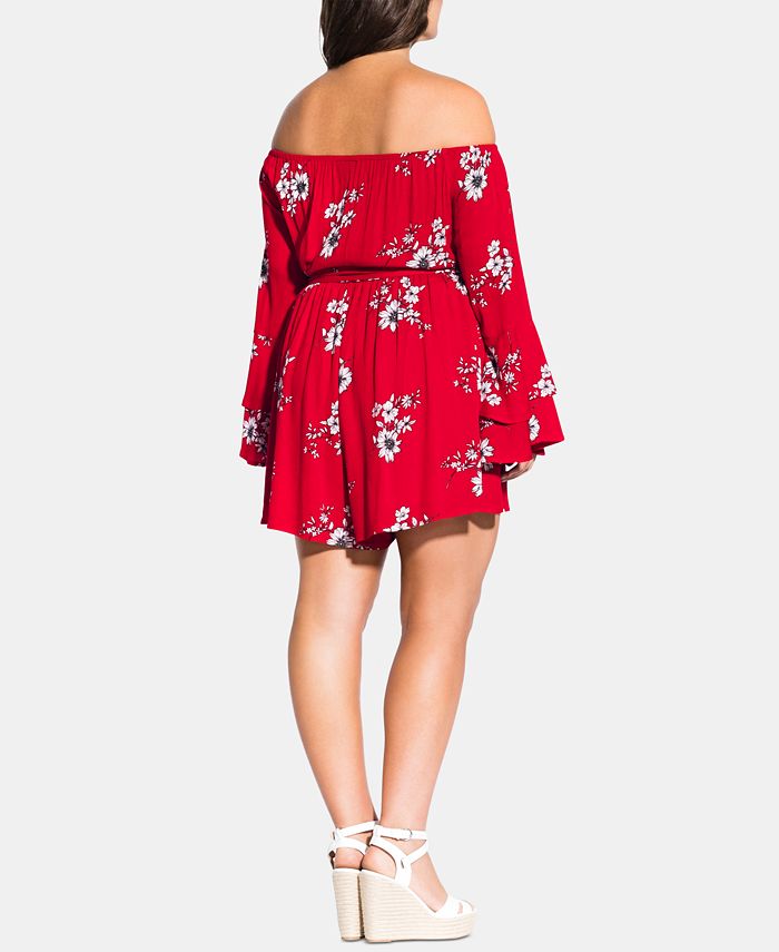 City Chic Trendy Plus Size Love Floral Romper - Macy's