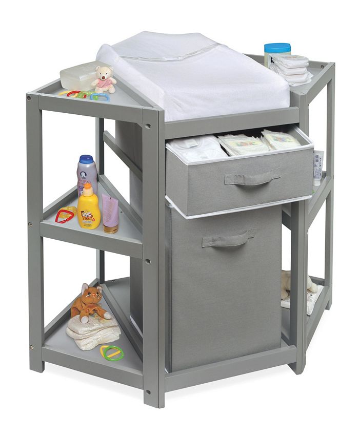 Badger Basket Diaper Corner Baby Changing Table with Hamper and Basket ...