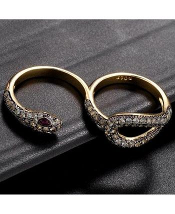 nOir Cubic Zirconia Double Finger Snake Ring - Macy's