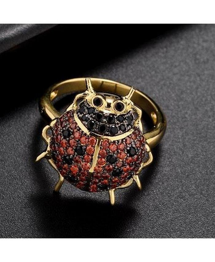 nOir Red/Black Cubic Zirconia Ladybug Ring - Macy's