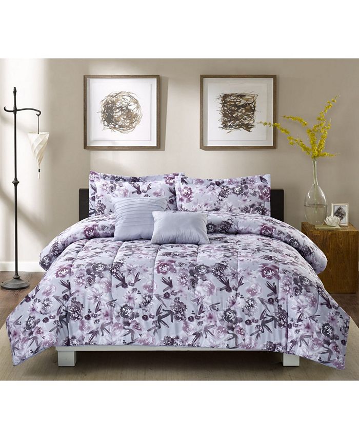 Bloom by Sara Berrenson Dusty Dream 5-Piece Comforter Set, Full/Queen ...