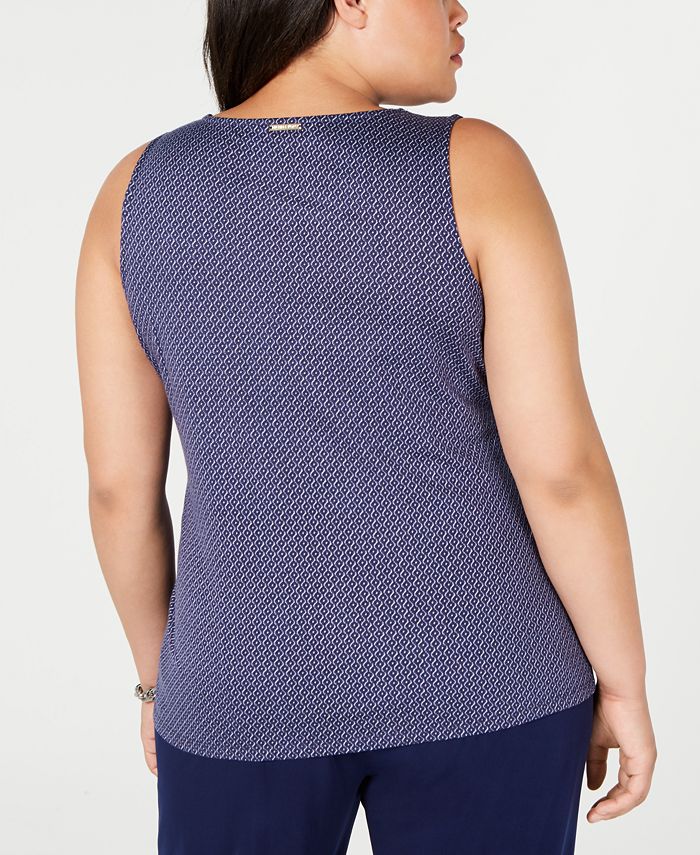 Michael Kors Plus Size Seaside Geo Print Asymmetrical Top Macys