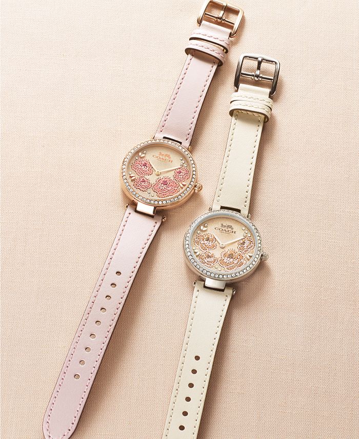 COACH Women's Park Ice Pink Leather Strap Watch 34mm - Macy's