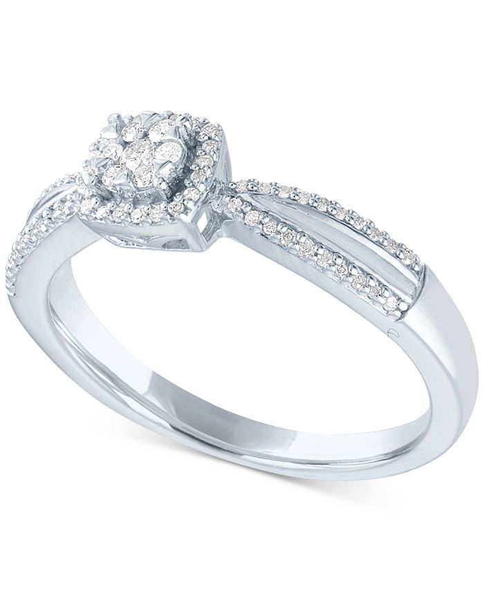 Promised Love Diamond Cluster Promise Ring (1/6 ct. t.w.) in Sterling ...