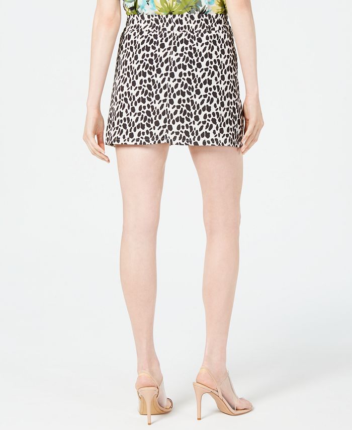 Kendall + Kylie Leopard-Print Faux-Wrap Skort - Macy's