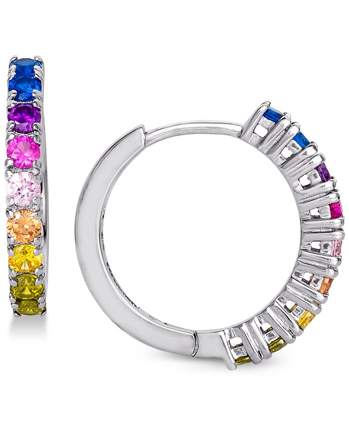 Giani Bernini Cubic Zirconia Rainbow Hoop Earrings in Sterling Silver, Created for Macy's - Macy's