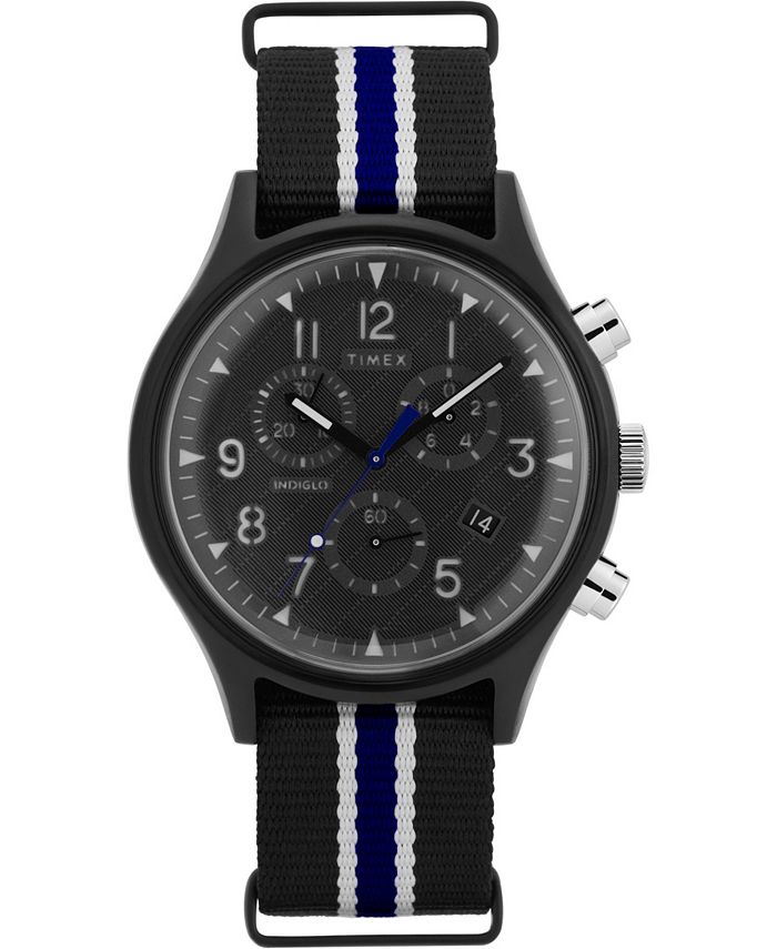 Timex MK1 Supernova™ Chronograph 42mm Black Fabric Strap Watch - Macy's