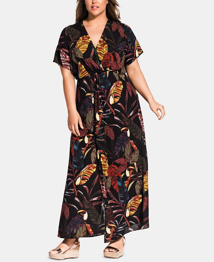 City Chic Trendy Plus Size Canopy Surplice Maxi Dress - Macy's