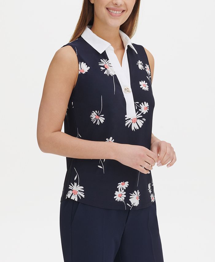 Tommy Hilfiger Floral-Print Toggle-Button Top, Created for Macy's - Macy's
