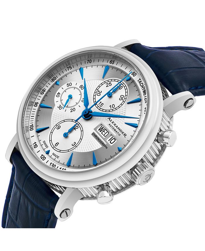 Stuhrling Alexander Watch A474-04, Stainless Steel Case on Blue ...