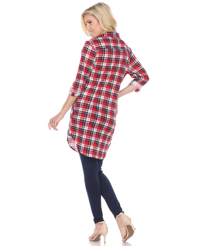 White Mark Women's Piper Stretchy Plaid Tunic - Macy's