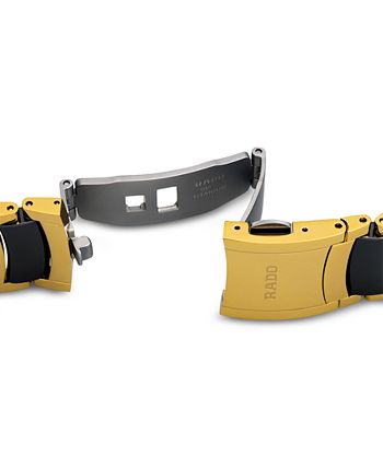 Rado Men's Swiss Automatic Centrix Open Heart Black Ceramic and Gold ...