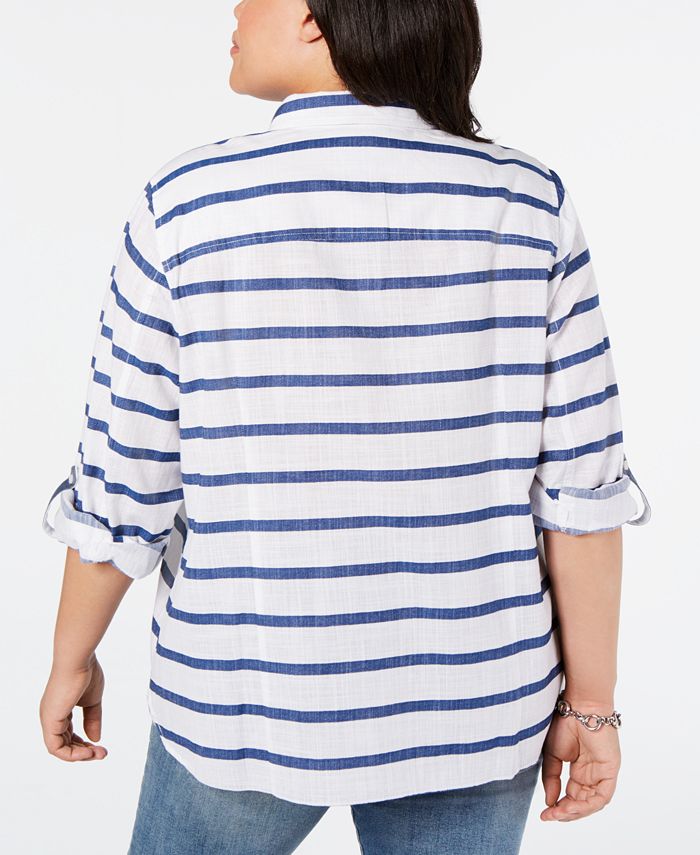 Tommy Hilfiger Cotton Plus Size Striped Top, Created for Macy's - Macy's