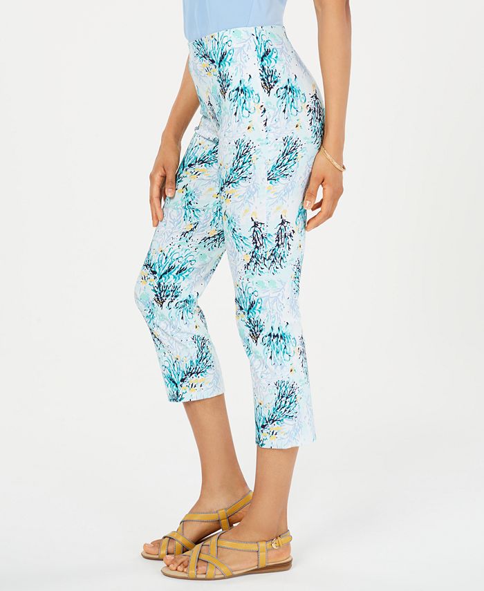 Charter Club Tummy-Control Printed Capris, Created for Macy's - Macy's
