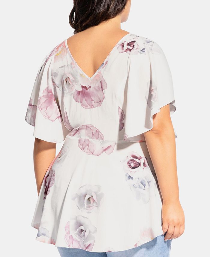 City Chic Trendy Plus Size Floral High-Low Top - Macy's