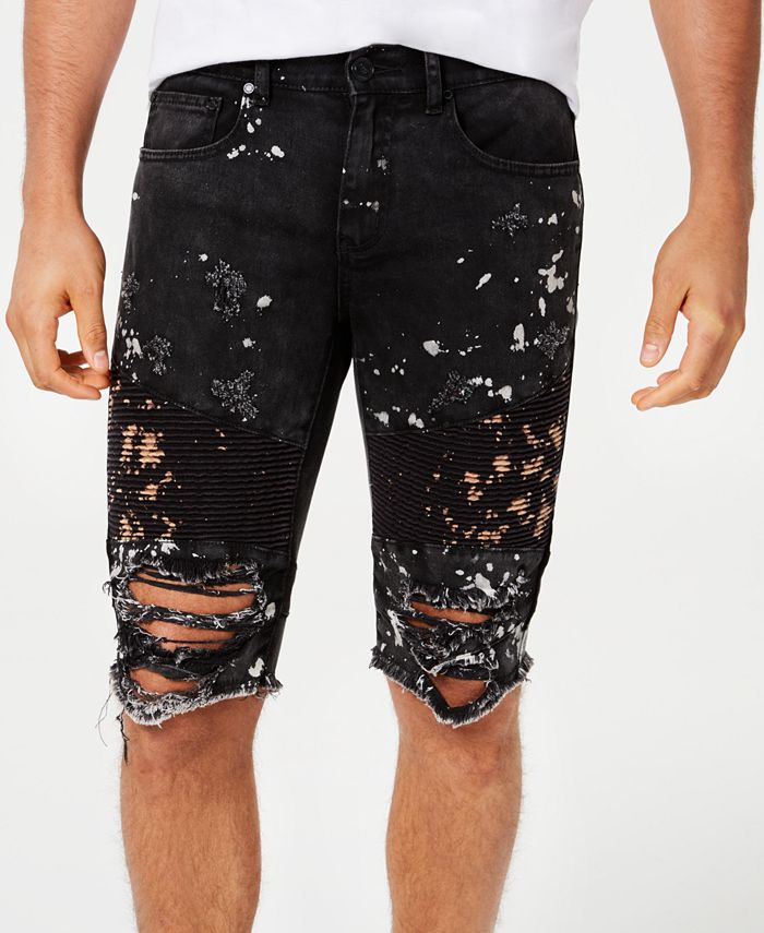 Reason Men's Splattered Ripped Denim Shorts - Macy's
