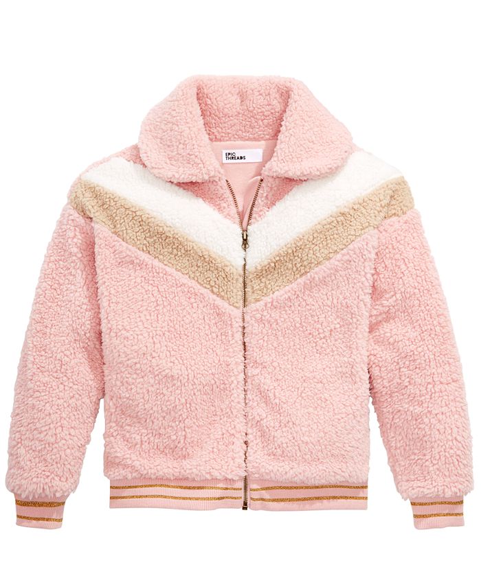 Epic Threads Toddler Girls Chevron-Stripe Teddy Jacket, Created for ...