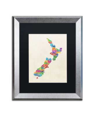 Trademark Global Michael Tompsett 'New Zealand Typography Map' Matted ...