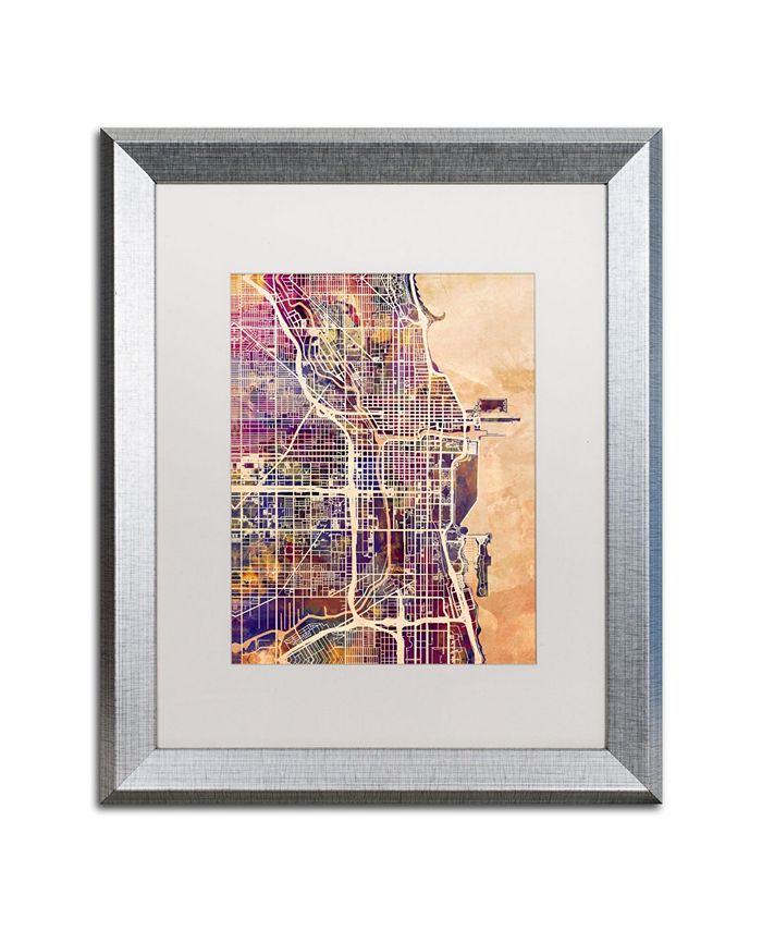 Trademark Global Michael Tompsett 'Chicago City Street Map' Matted ...