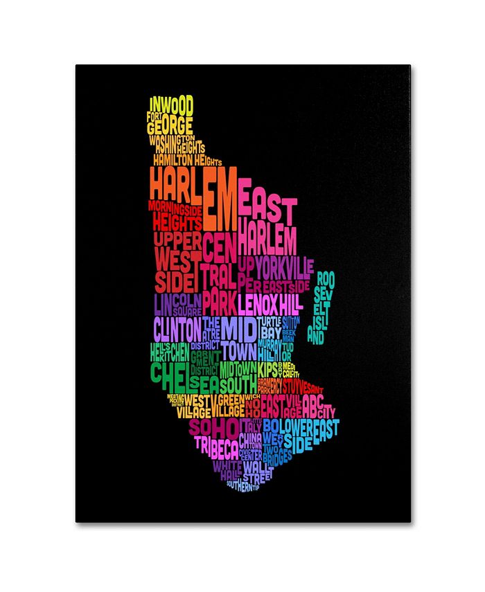 Trademark Global Michael Tompsett 'Manhattan Text Map 2' Canvas Art ...