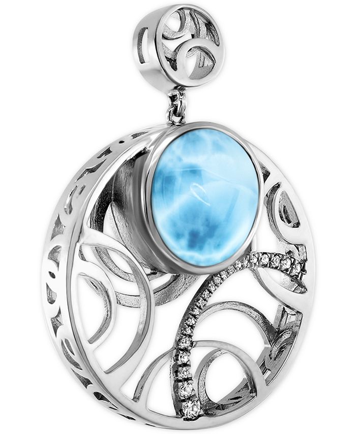 Marahlago Larimar & White Sapphire (1/5 ct. t.w.) Openwork 21" Pendant ...