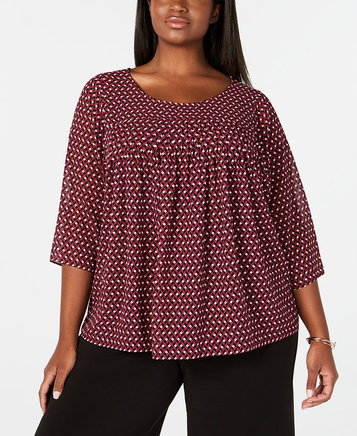 Michael Kors Plus Size Geo Print Top Macys