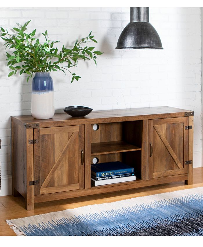 Walker Edison 58" Farmhouse TV Stand with Barn Door Side Doors ...