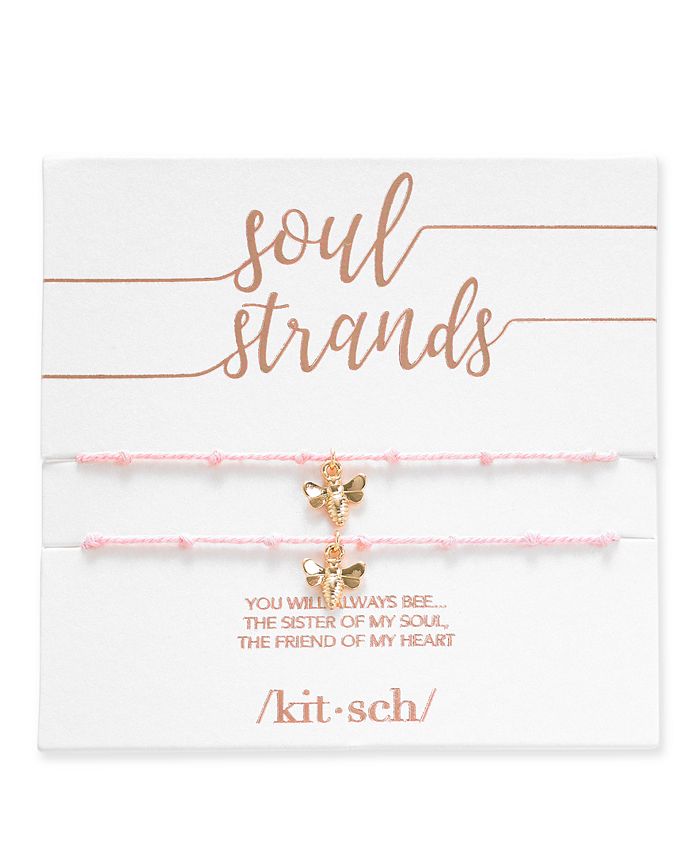 Kitsch Gold-Tone 2-Pc. Set Bee Charm String Slider Bracelets - Macy's