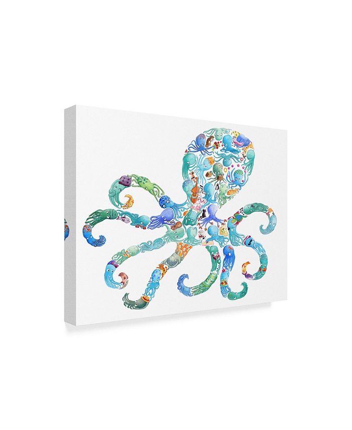 Trademark Global Louise Tate 'Octopus Collage' Canvas Art - 19" x 14 ...