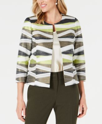 Kasper Petite Open-Front Jacquard Jacket - Macy's