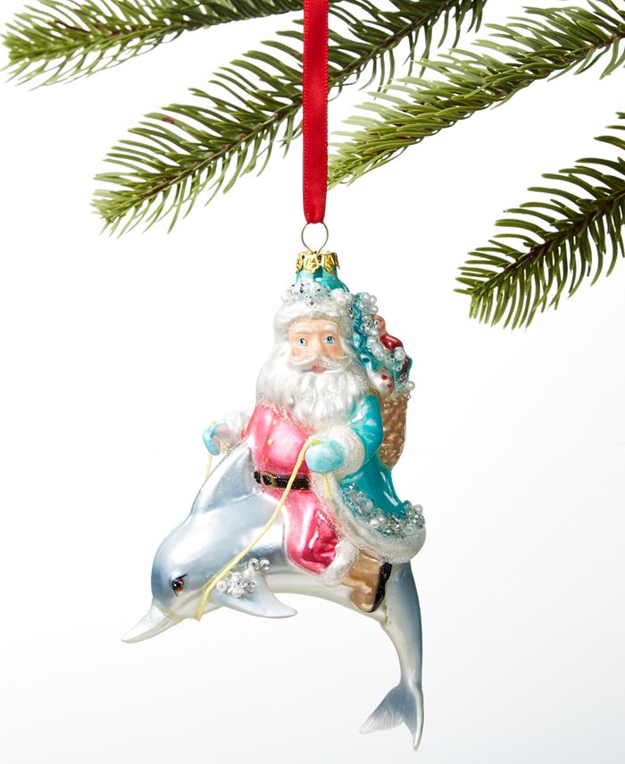 Holiday Lane At the Beach Santa Riding a Dolphin Ornament, Created for ...