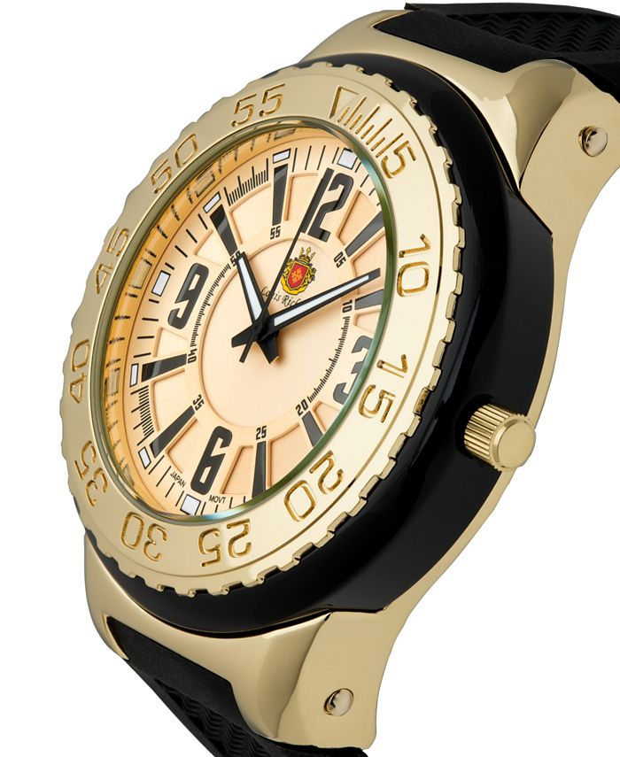 Louis Richard Pendragon Men's Watch Black Silicone Strap, Gold Case ...