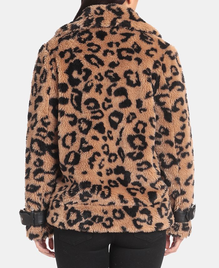 Avec Les Filles Leopard-Print Faux-Fur Moto Jacket - Macy's