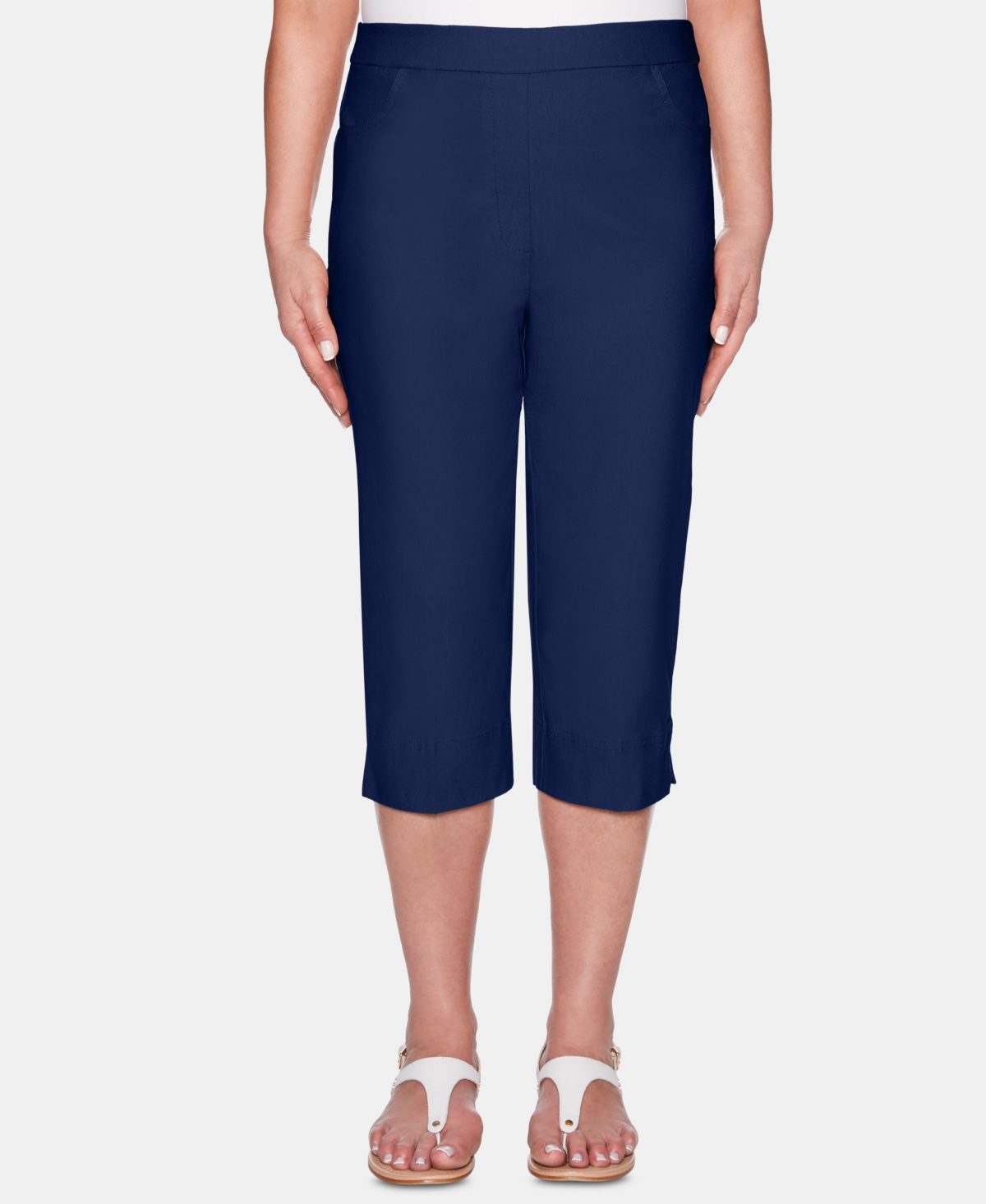 Alfred Dunner Womens Classic Allure Stretch Clamdigger Pants - Navy