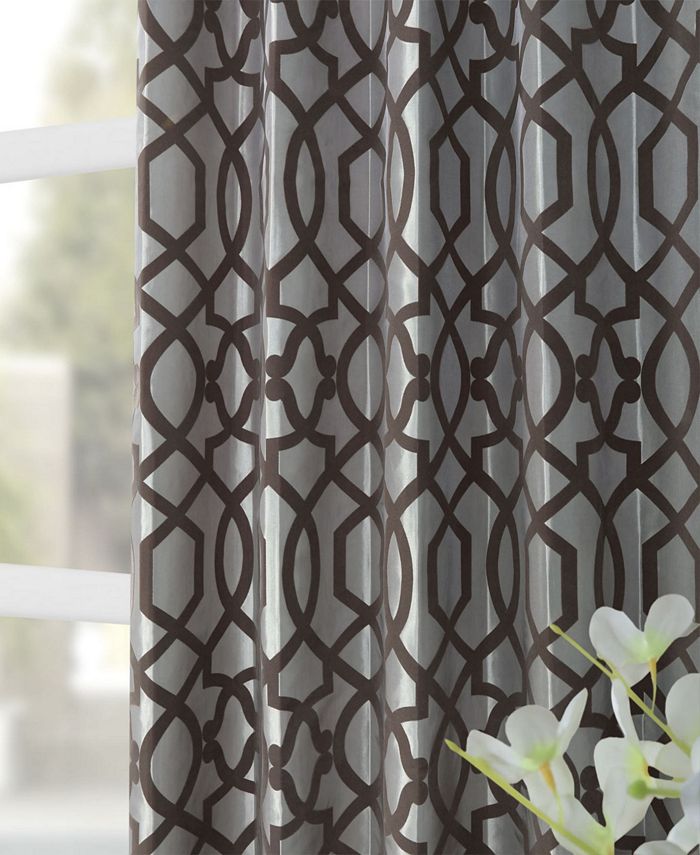 Exclusive Fabrics & Furnishings Filigree Flocked 50" x 108" Curtain ...