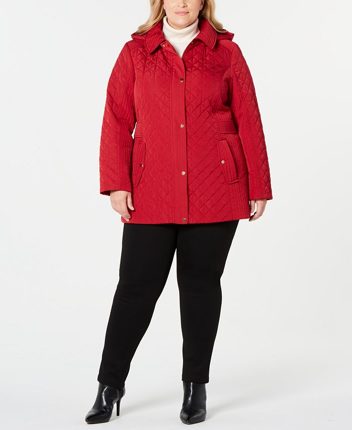 Jones New York Plus Size Hooded Quilted Jacket - Macy's
