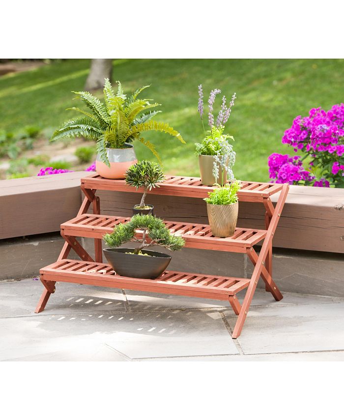 Leisure Season 3-Tier Wooden Step Plant Stand - Macy's