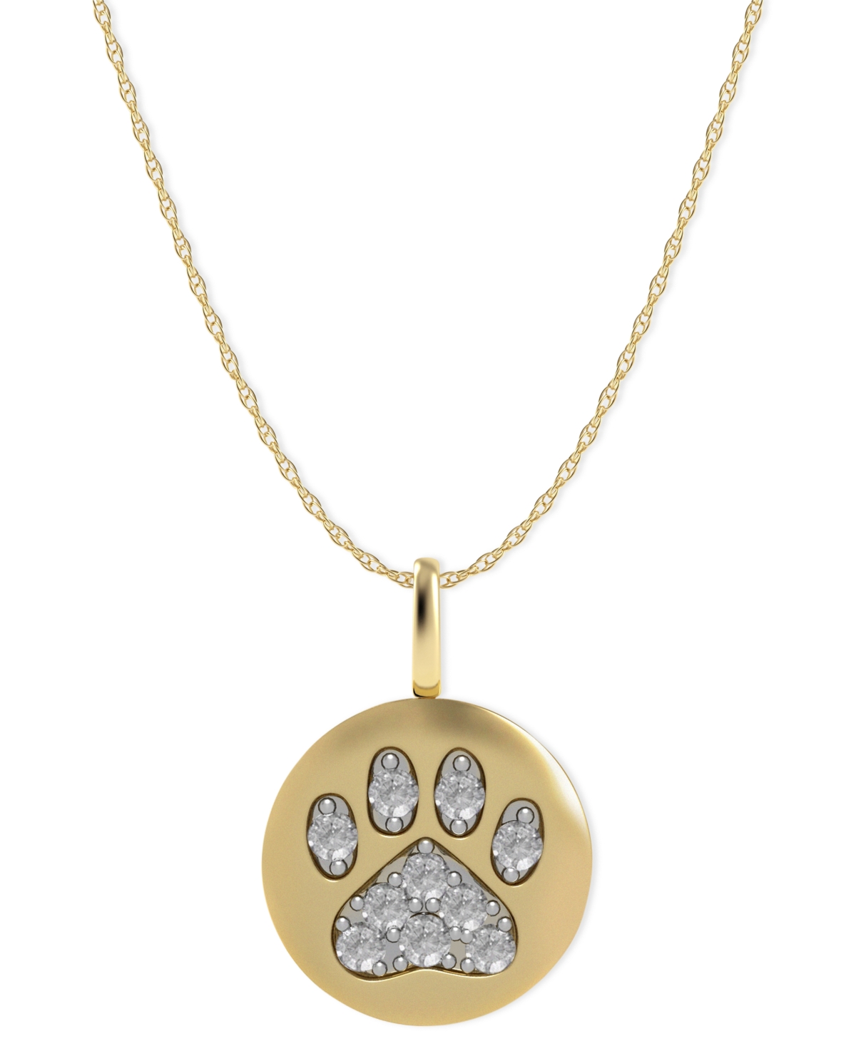 Click here for 14k Gold Necklace  Diamond Accent Paw Disk Pendant prices