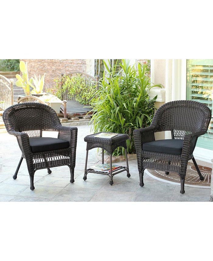 Jeco Wicker Chair and End Table Set with Chair Cushion - Macy's