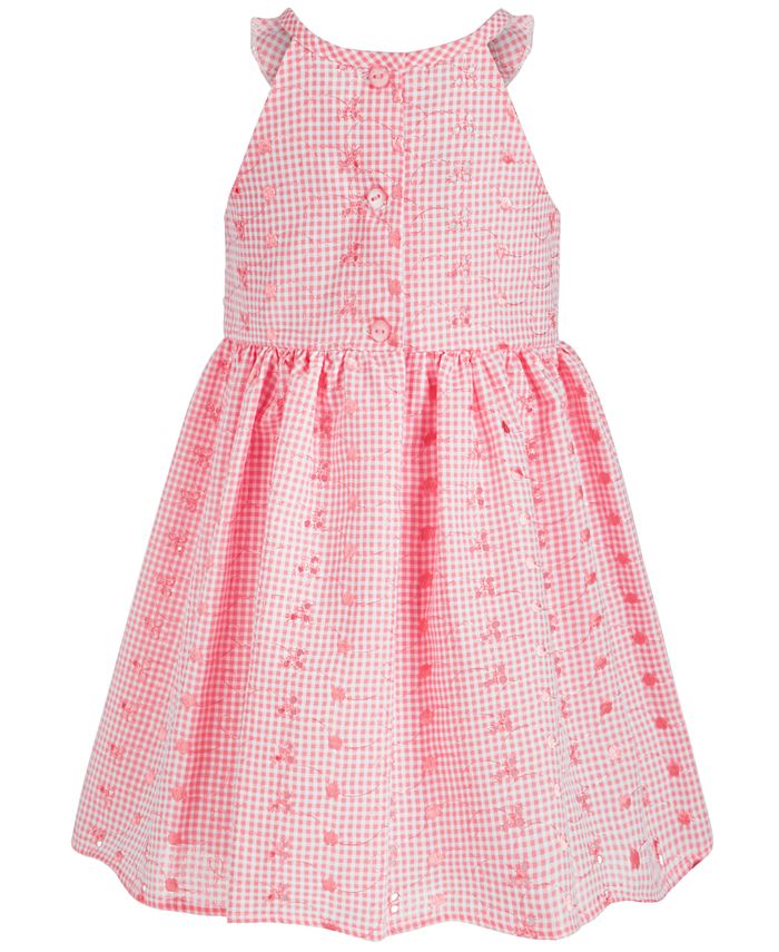 Bonnie Jean Toddler Girls Gingham-Print Eyelet Dress - Macy's