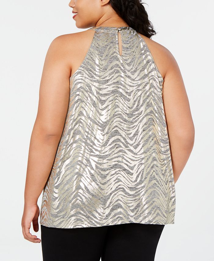 INC International Concepts INC Plus Size Metallic Halter-Neck Top - Macy's