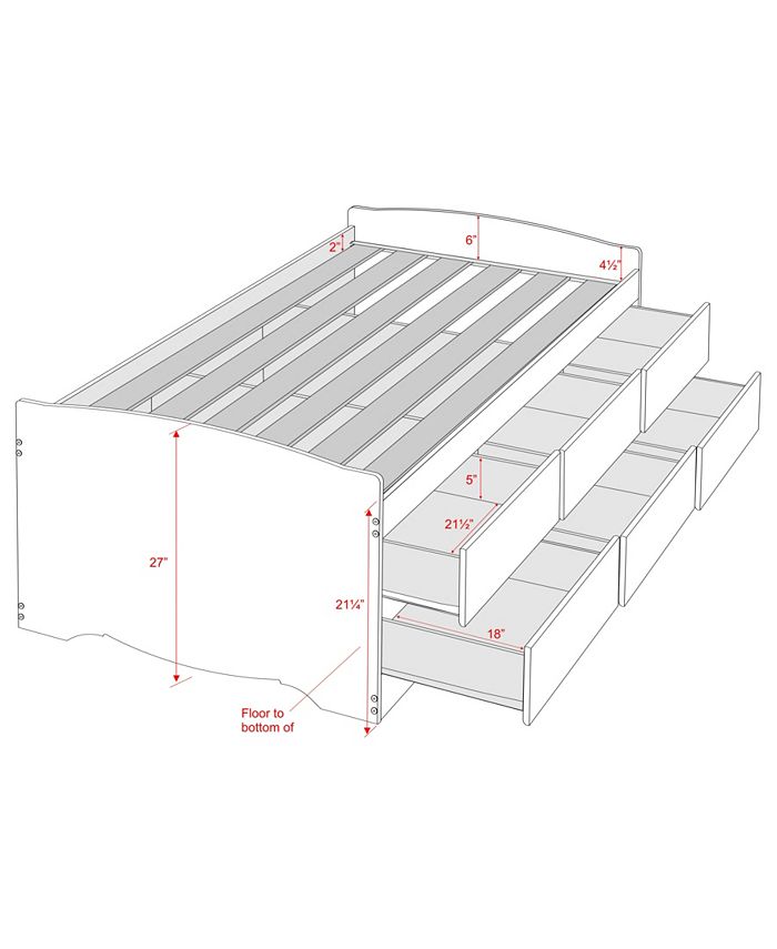 Prepac Tall Twin Captains Platform Storage Bed With 6 Drawers Macys