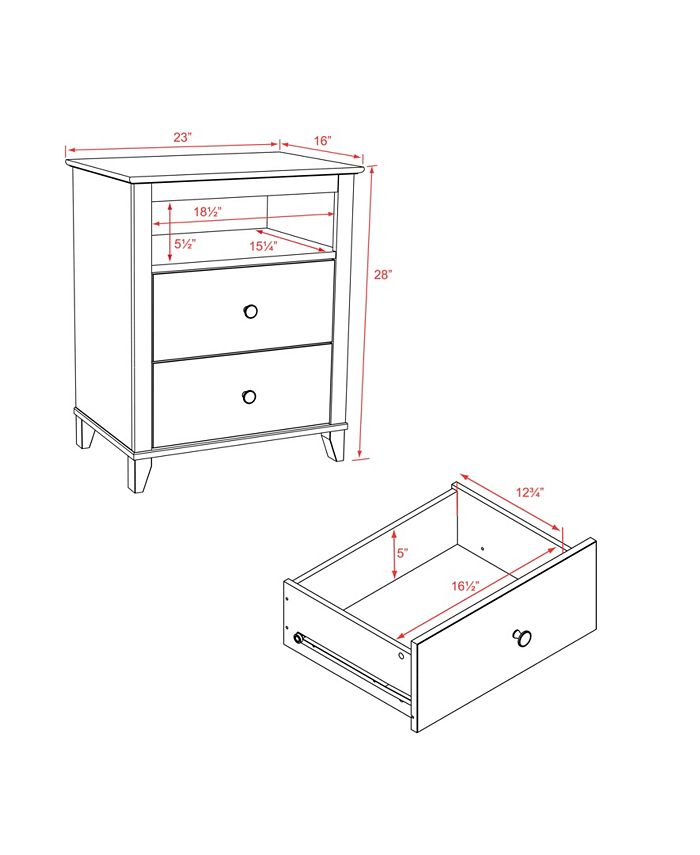 Prepac Yale town 2-Drawer Tall Nightstand - Macy's