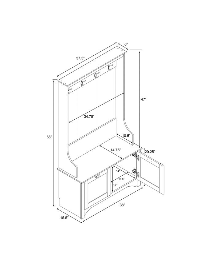Prepac Wide Hall Tree with Shaker Doors - Macy's